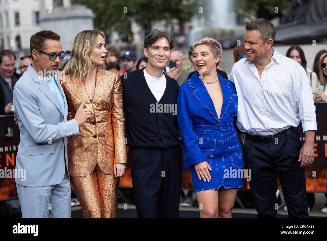Cillian Murphy, Emily Blunt, Robert Downey Jr., Florence Pugh, and Matt Damon pose for ...