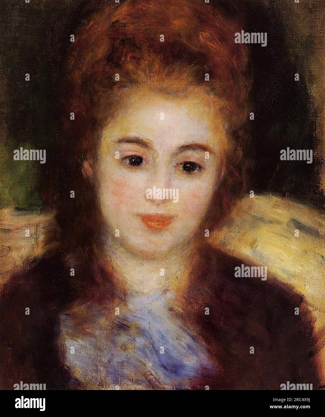 Head of a Young Woman Wearing a Blue Scarf (Madame Henriot) 1876 by ...