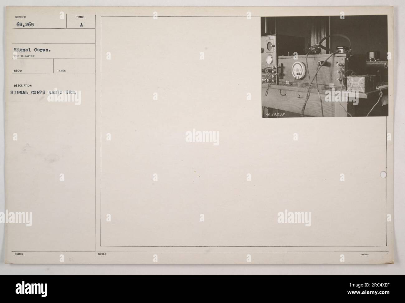 Signal Corps radio set NUMBER 68,265 in use during World War I. This ...