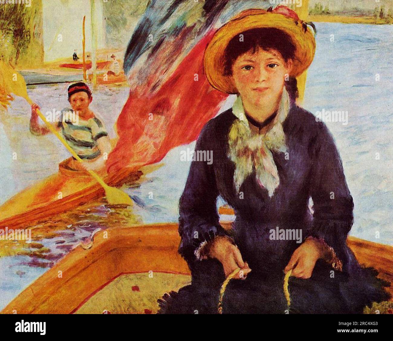 Canoeing (Young Girl in a Boat) 1877 by Pierre-Auguste Renoir Stock ...