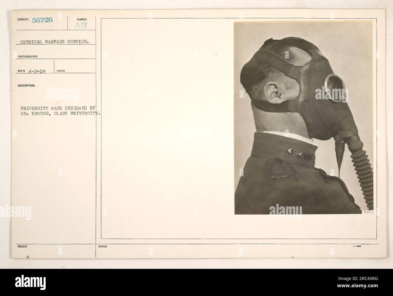 University mask designed by Dr. Krouse from Clark University for the ...