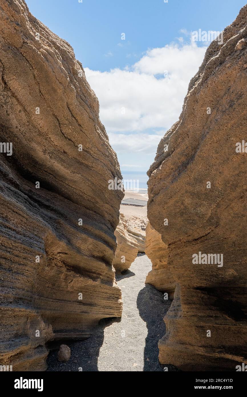 From below amazing view of section of mountain slope formed with ...