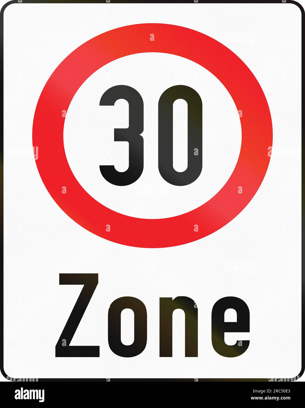 Austrian traffic sign indicating a zone with reduced traffic and a ...