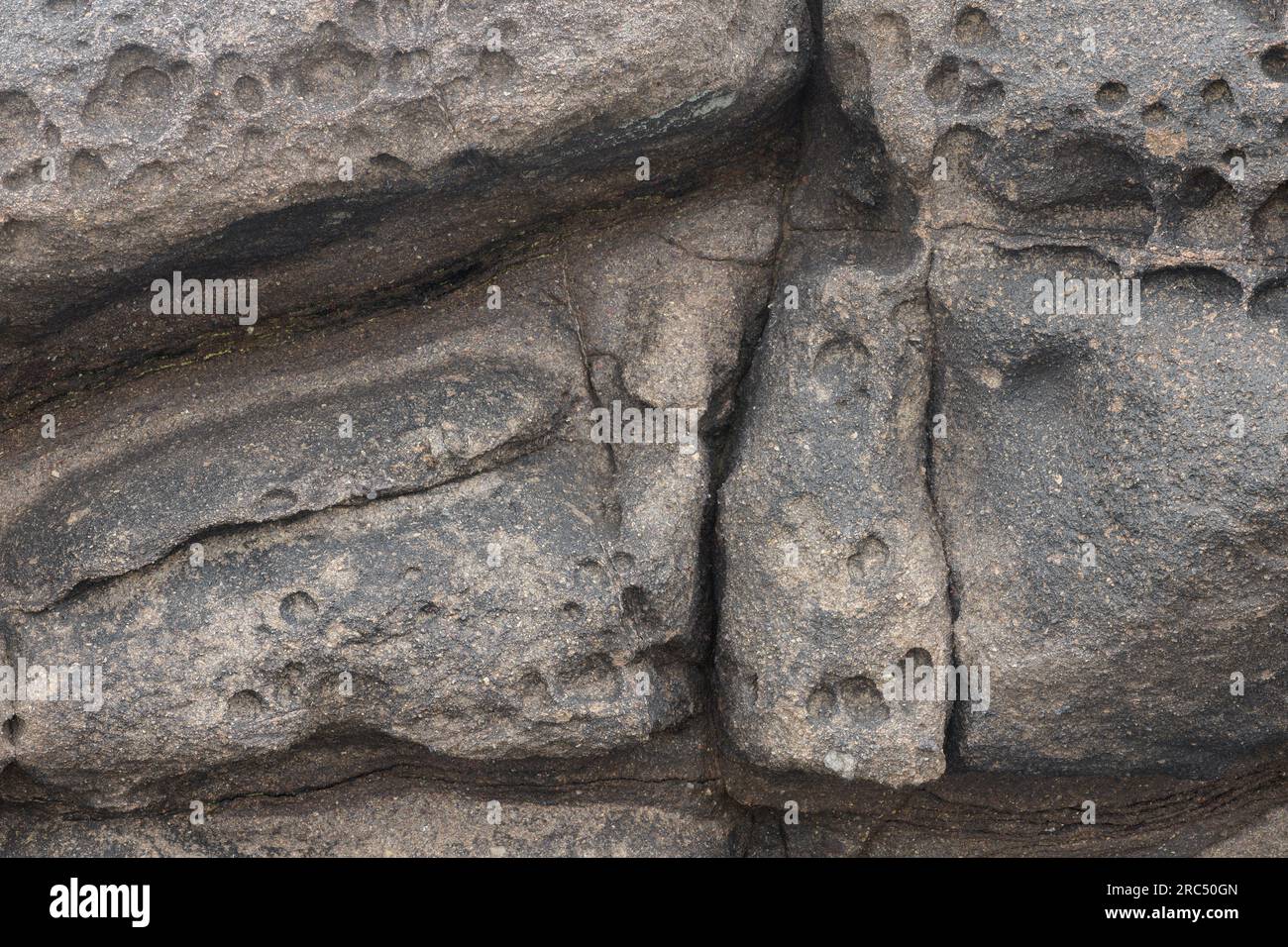 Yachats Basalt on the Oregon Coast, formed as a result of ancient lava ...
