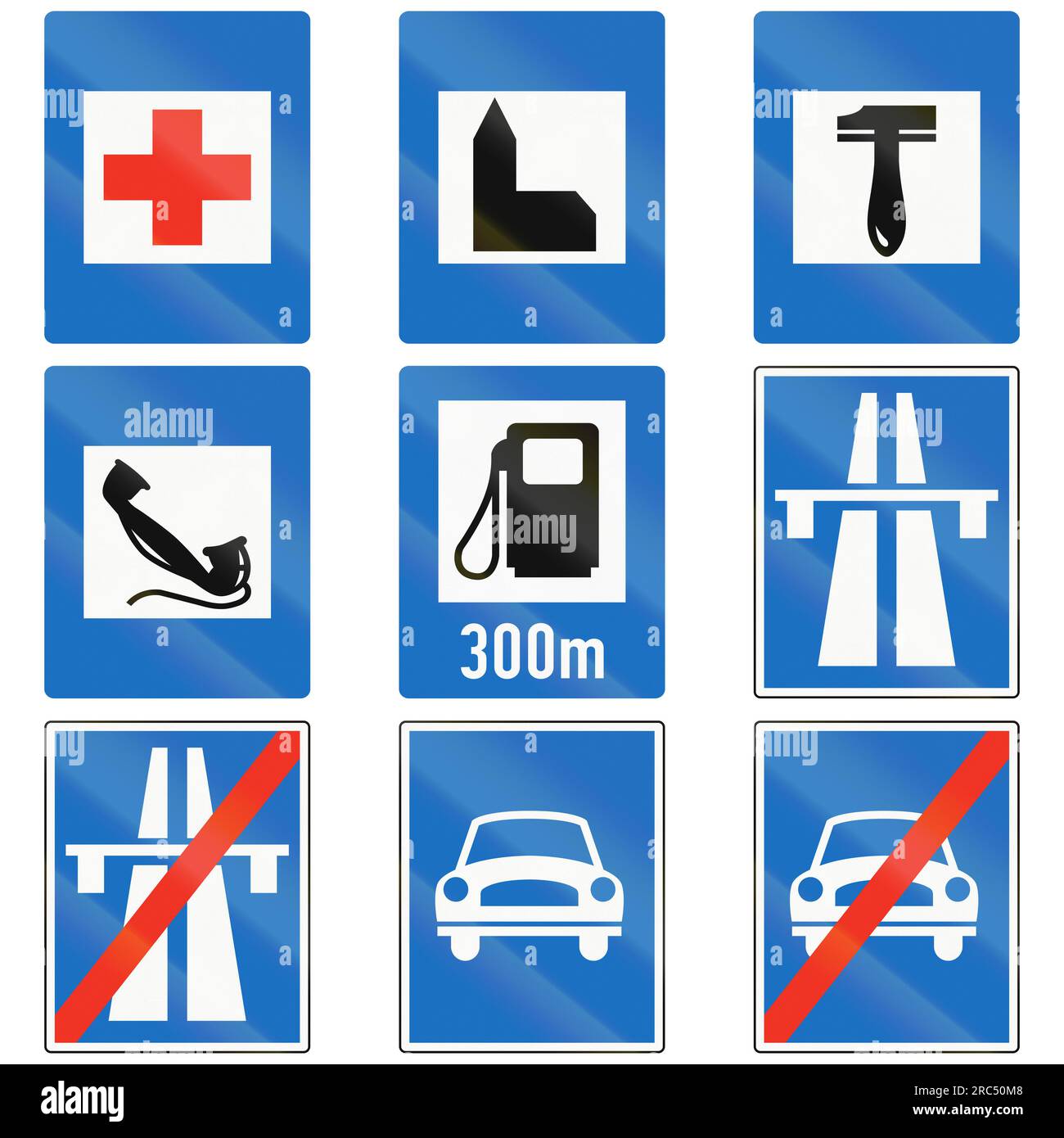 Collection of Austrian information signs at the highway Stock Photo - Alamy