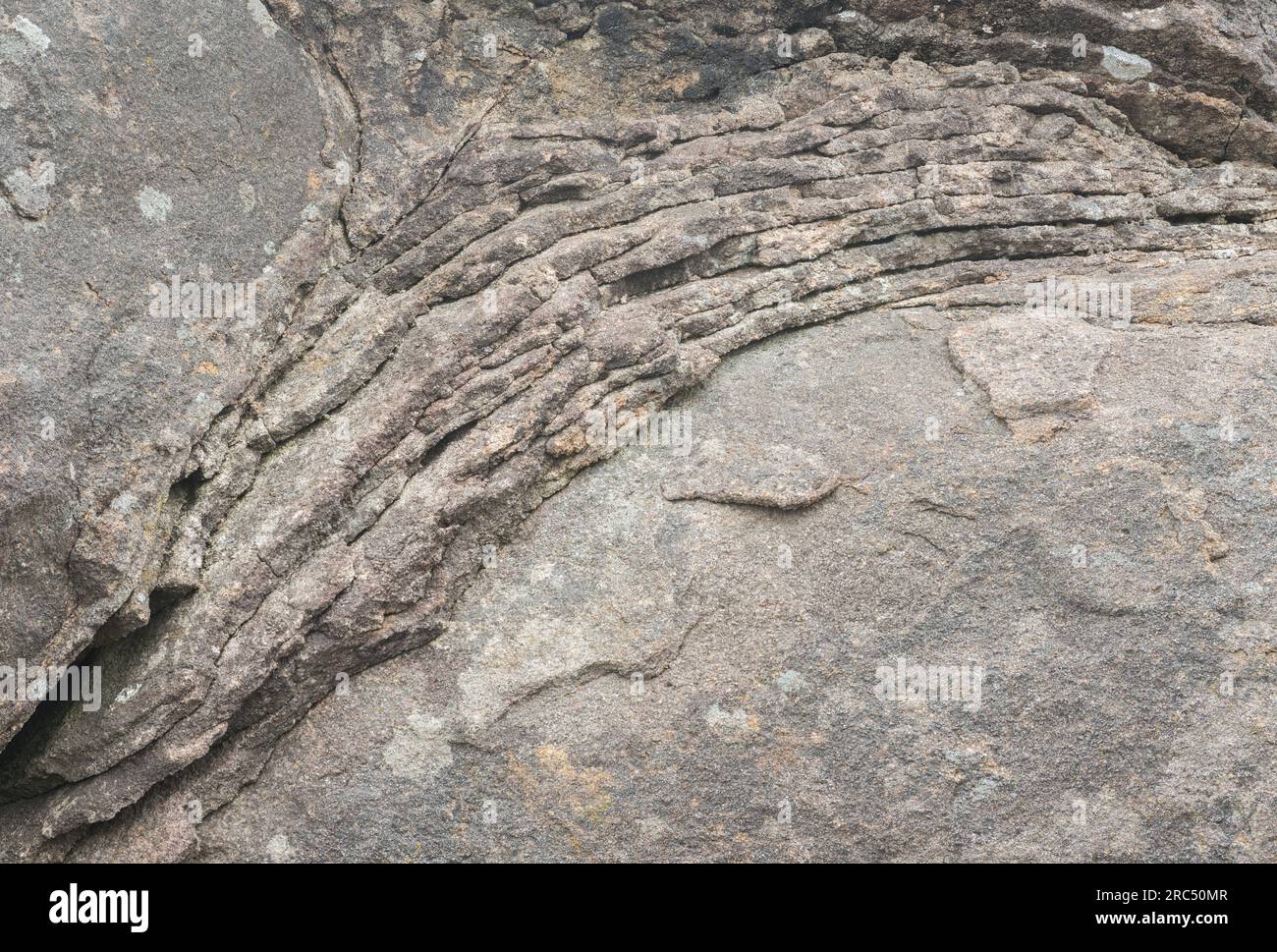 Close up of rock layers in the Yachats Basalt formation on the Oregon ...