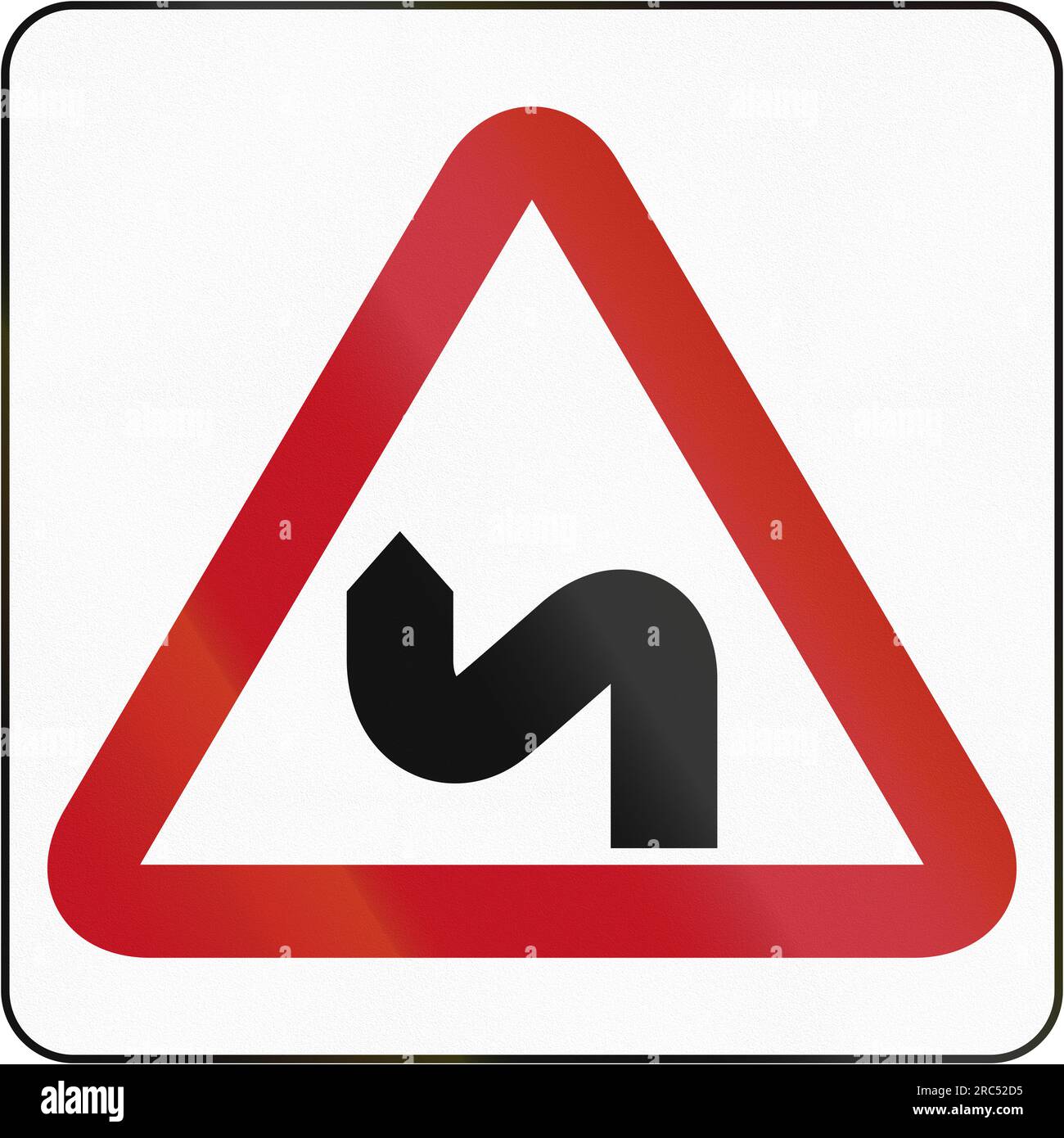 Bruneian sign warning about a double curve first to left Stock Photo ...