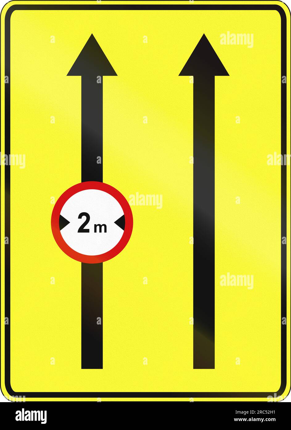 Polish traffic sign: Width limit on left lane Stock Photo - Alamy