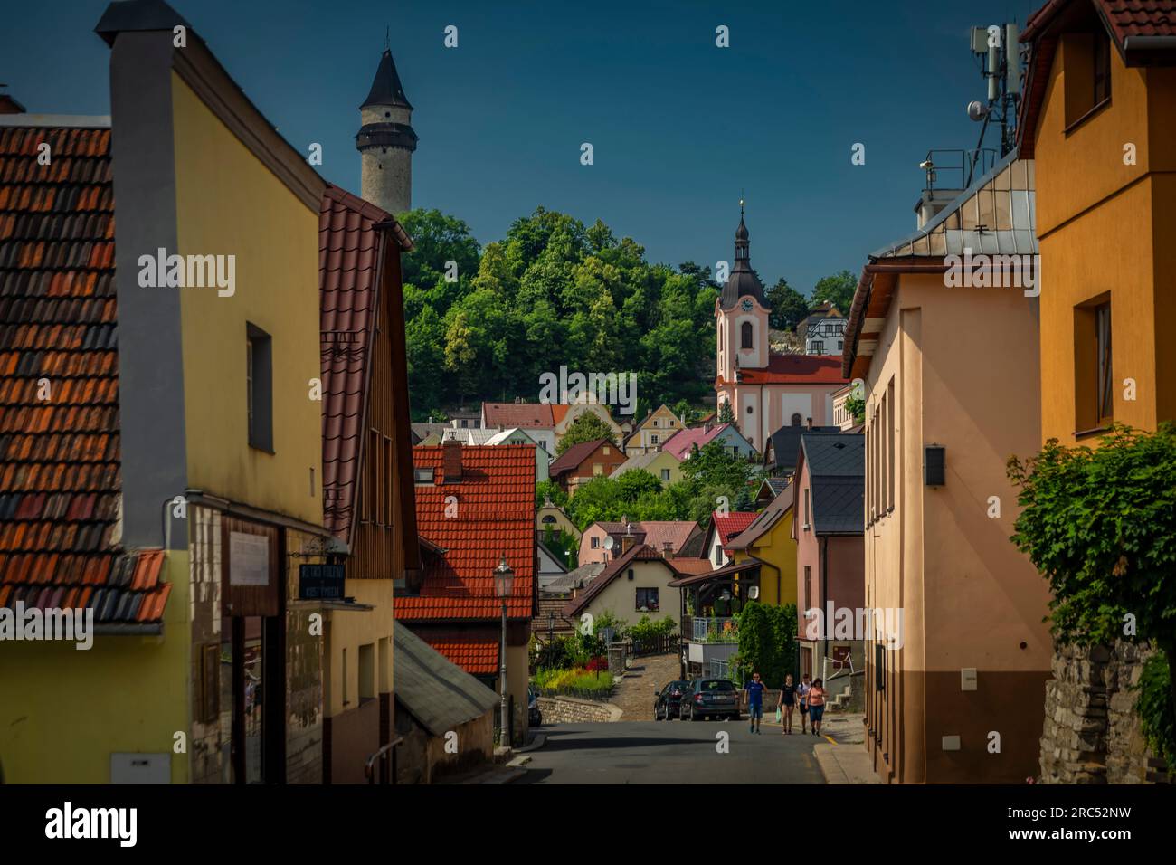View for old town with color summer streets and old houses in Stramberk ...