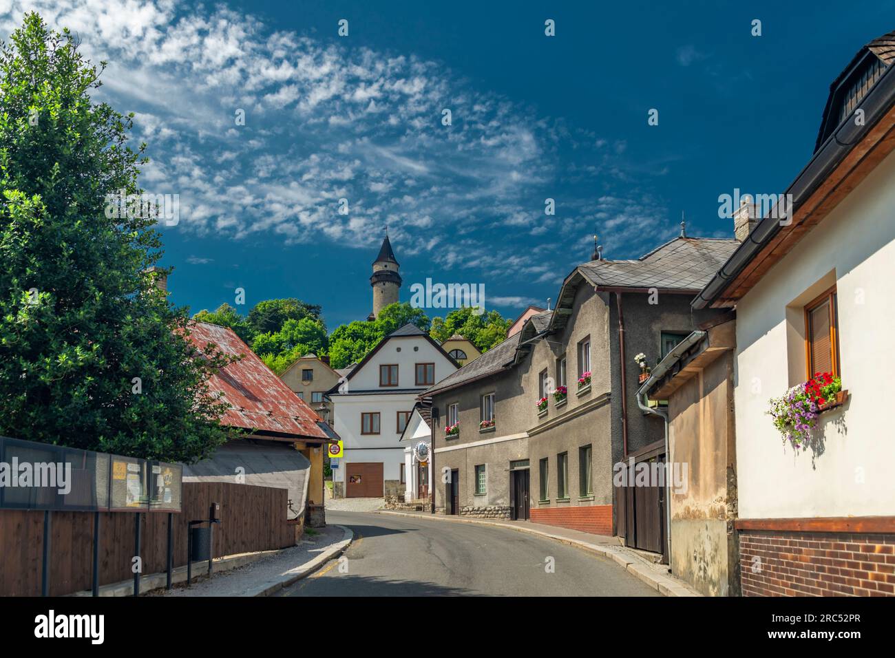 View for old town with color summer streets and old houses in Stramberk ...
