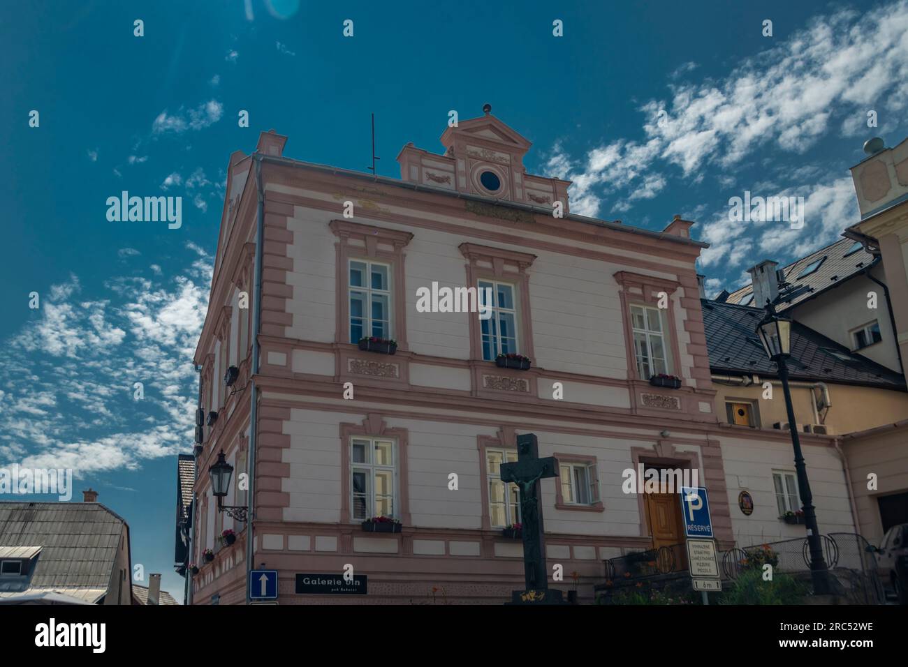 View for old town with color summer streets and old houses in Stramberk ...