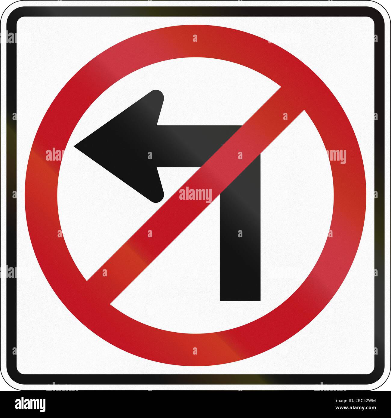 Canadian regulatory sign - no left turn Stock Photo - Alamy
