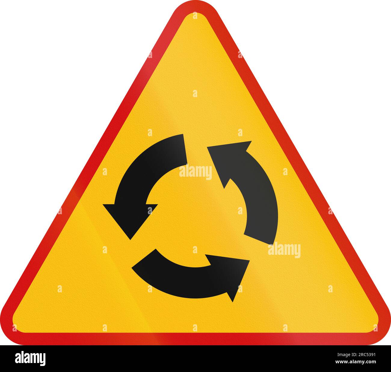 Polish traffic warning sign: Intersection with traffic circle Stock ...