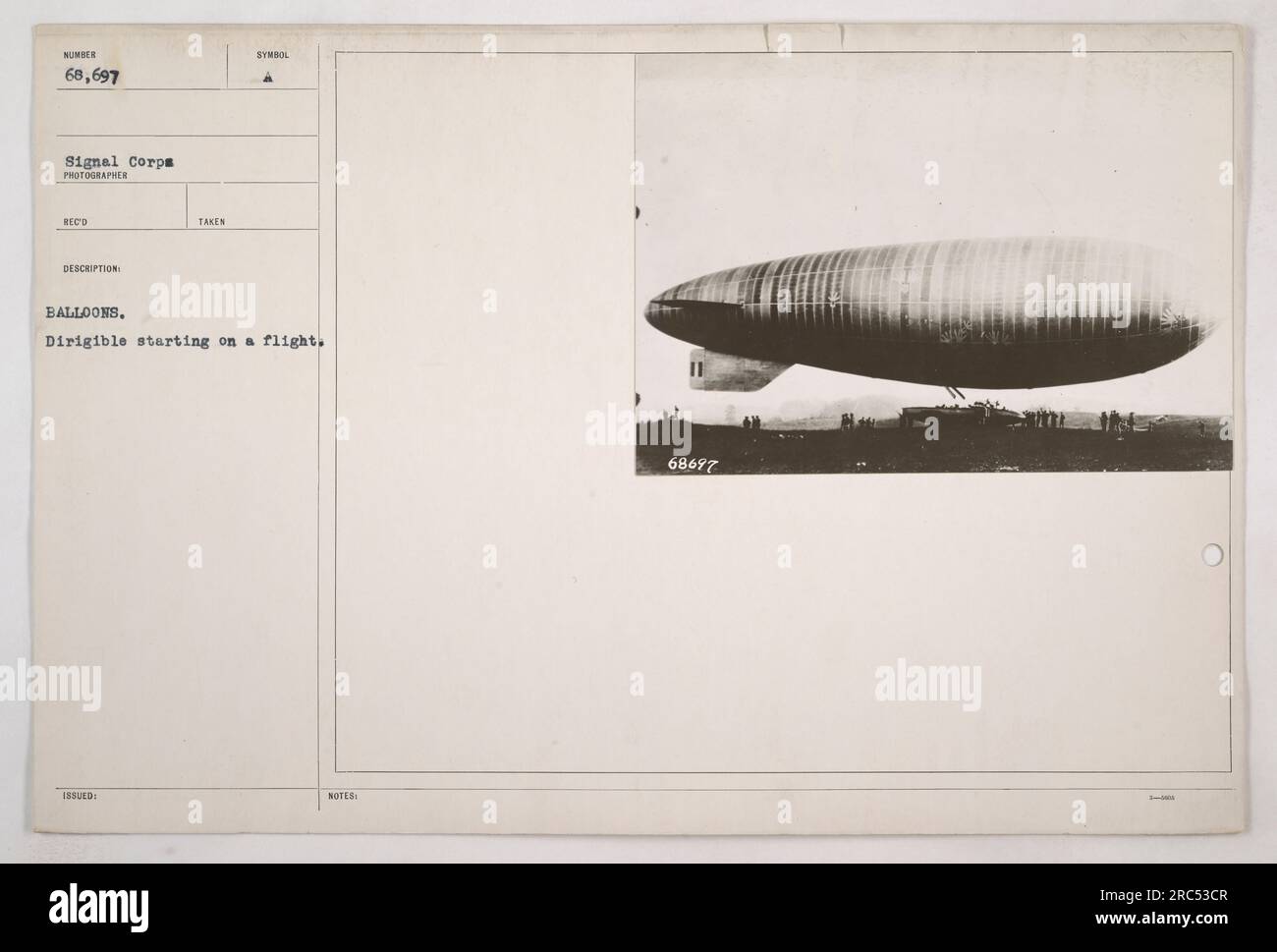 A balloon's flight commencing during World War I. This photograph ...