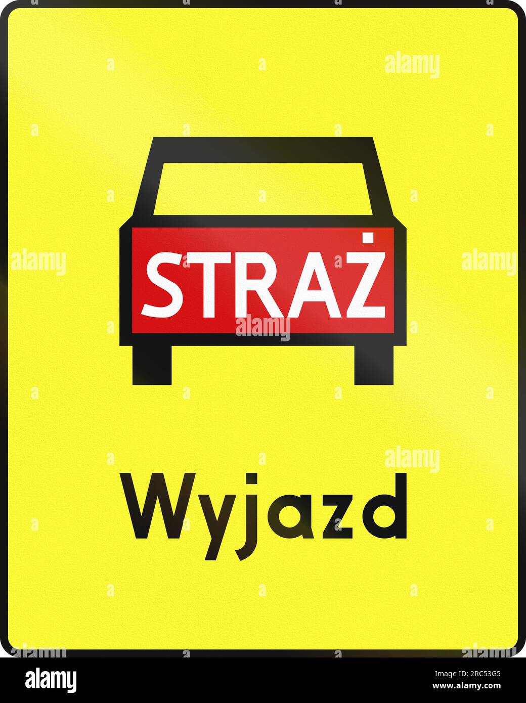 Polish road sign: Emergency vehicle exit. Wyjazd means exit Stock Photo ...