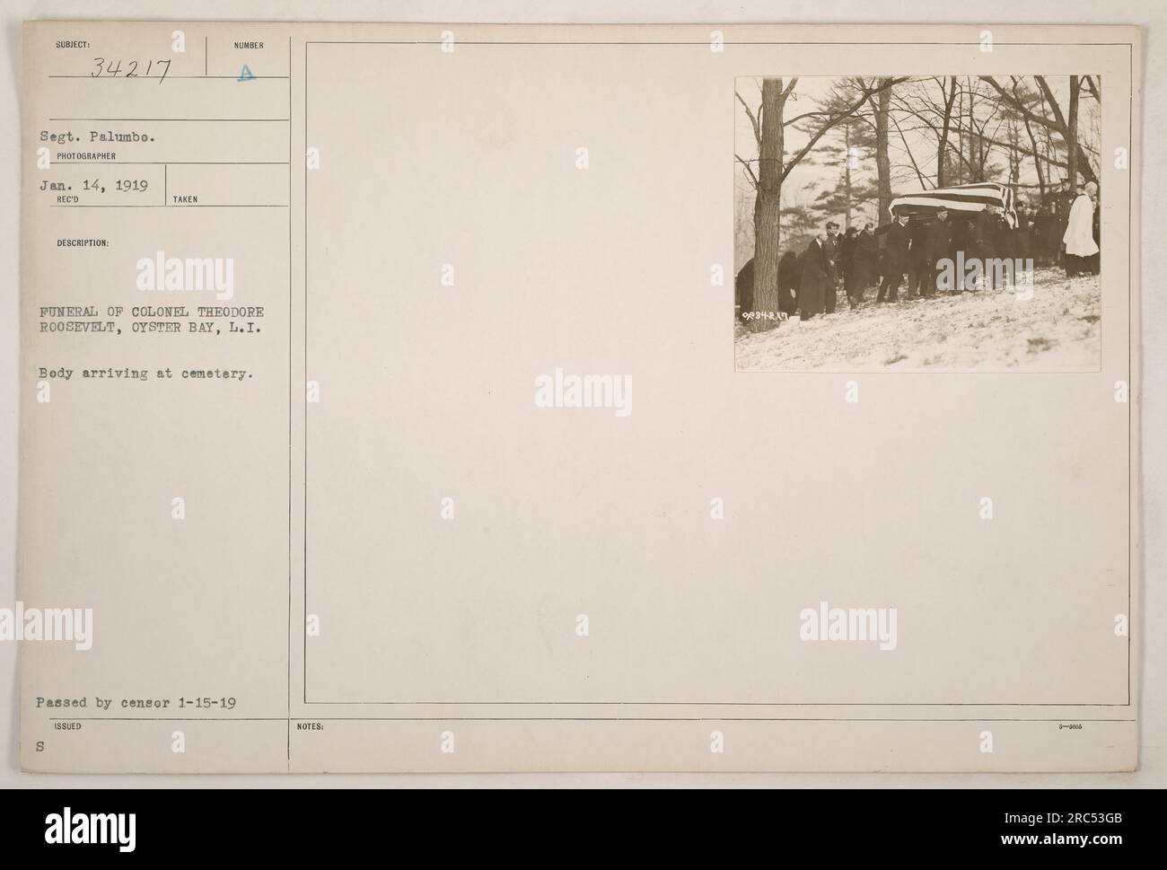 Sergeant Palumbo captured this photograph on January 14, 1919, during ...