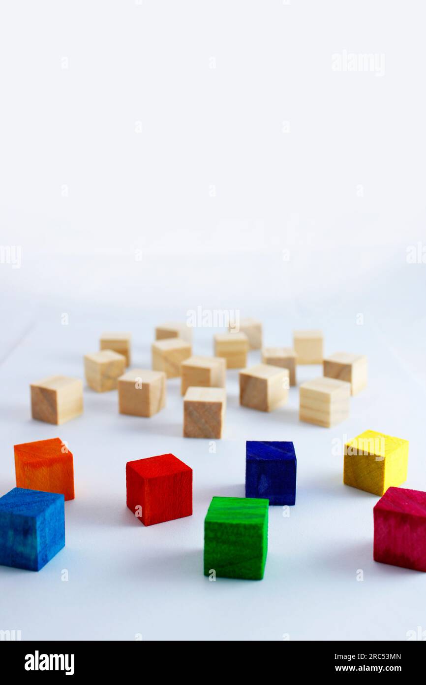 Group of wooden cubes where some are of different colors Stock Photo ...