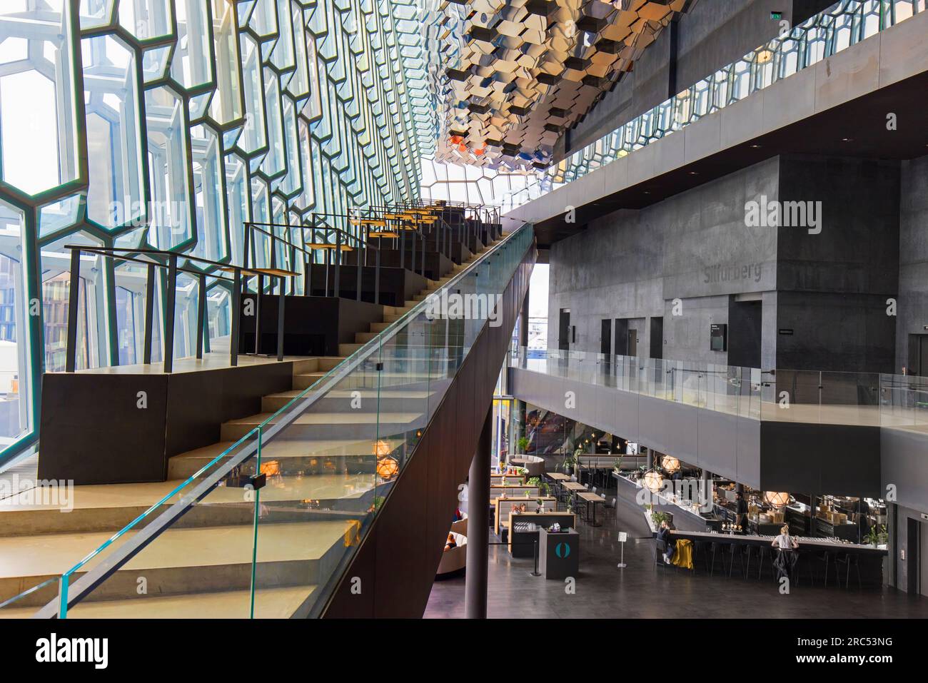 Interior showing bar / restaurant in the Harpa Concert Hall and ...