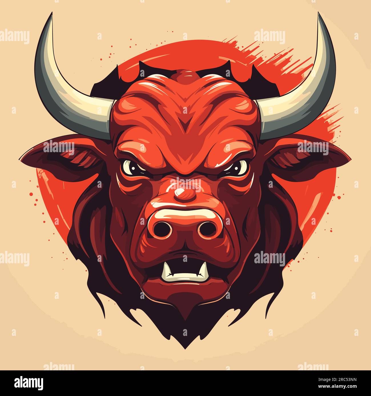 Bull's head with red circle in the middle of it Stock Vector Image ...