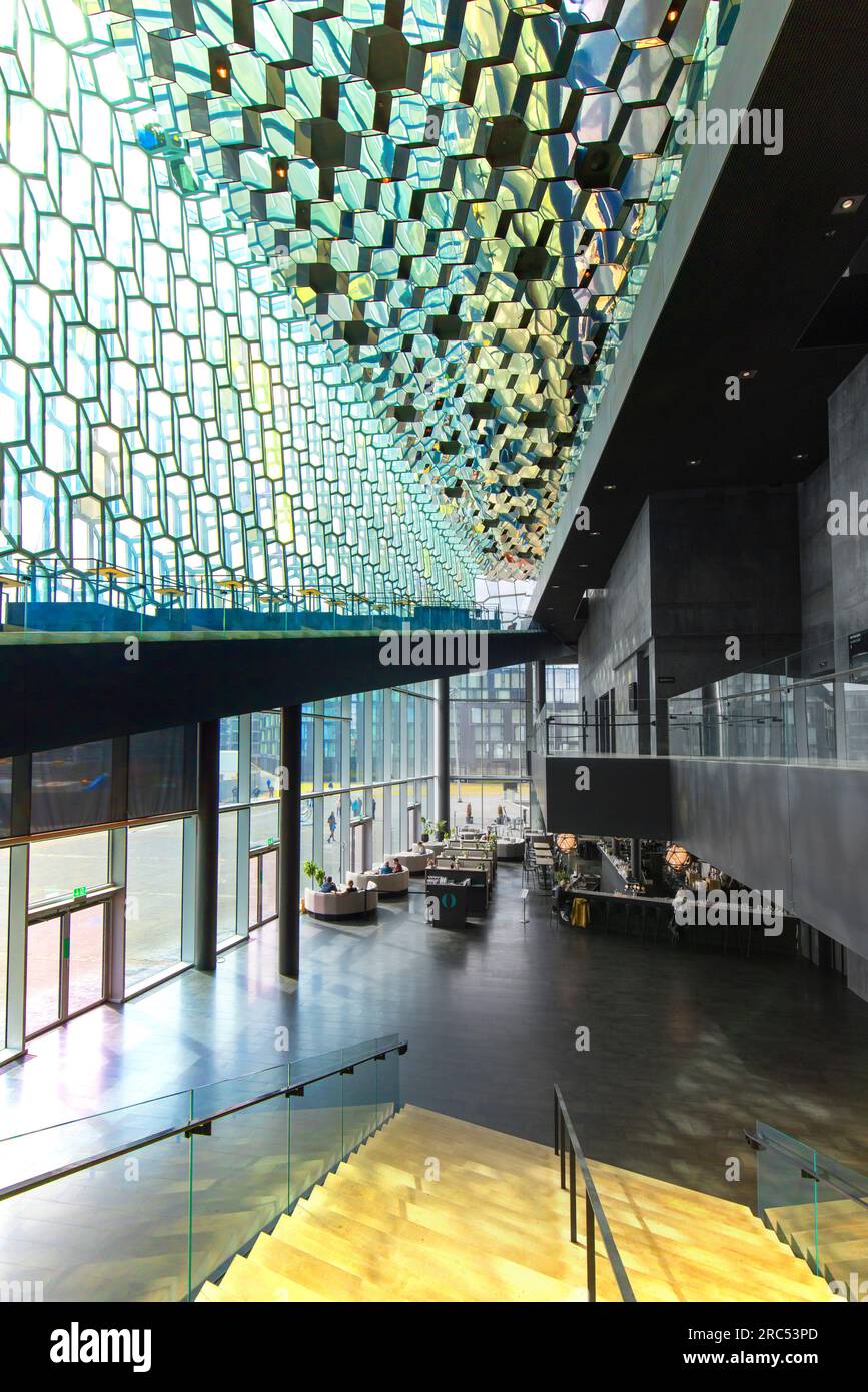 Interior showing bar / restaurant in the Harpa Concert Hall and ...