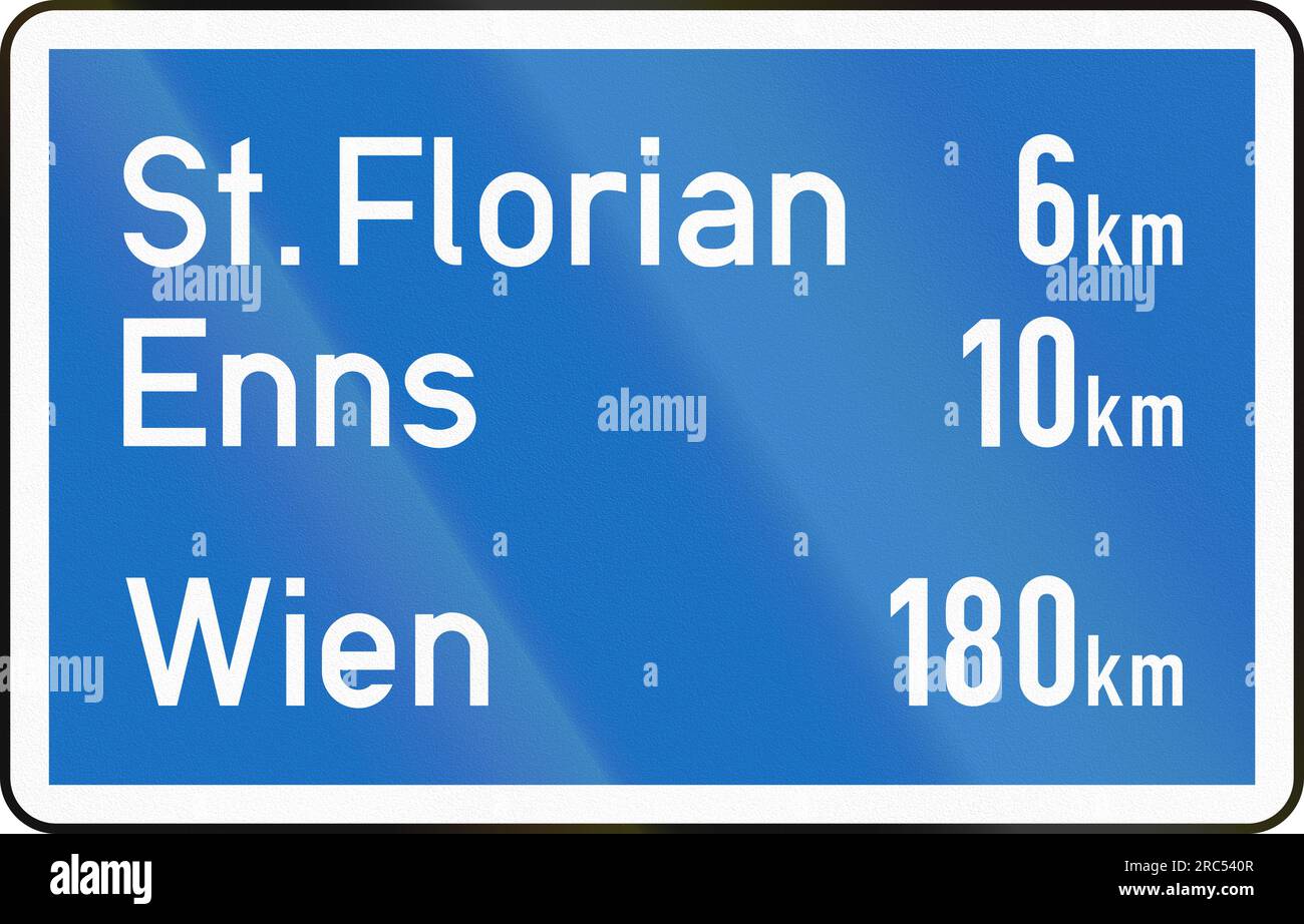 Austrian information sign 15c - route confirmatory sign on motorway or ...
