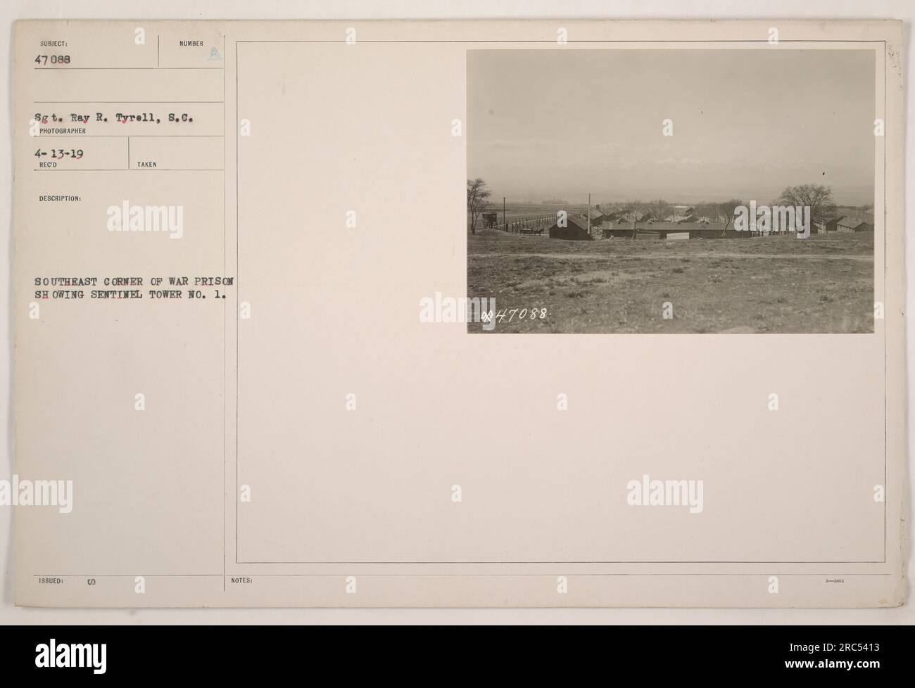 "This photograph depicts the southeast corner of a war prison ...