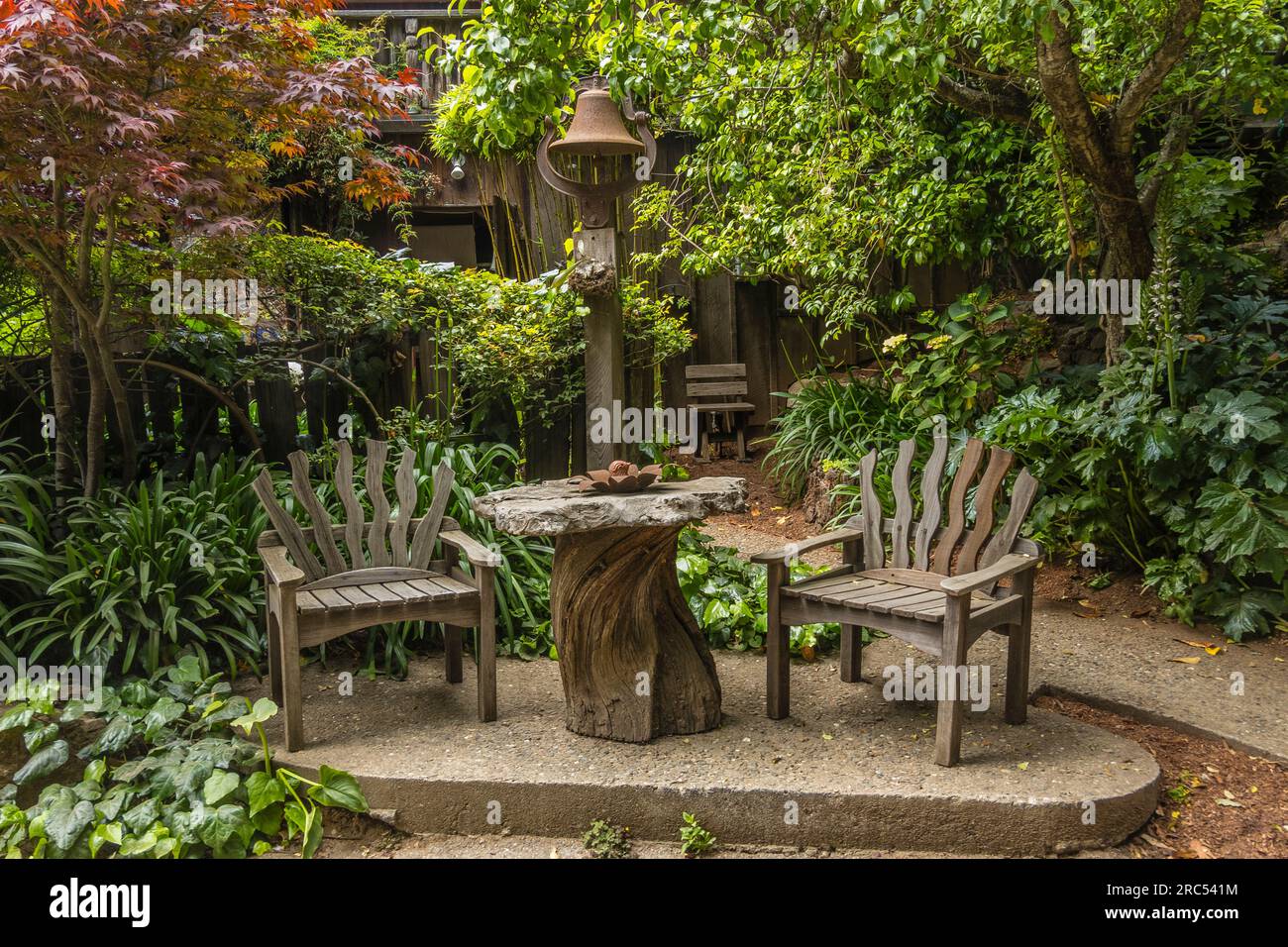 An outdoor seating area at the historic Deetjen's Big Sur Inn along the ...