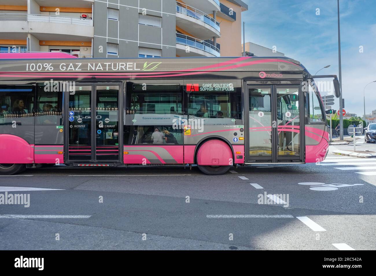 100% natural gas bus in Antibes, Cote d'Azur, France Stock Photo - Alamy