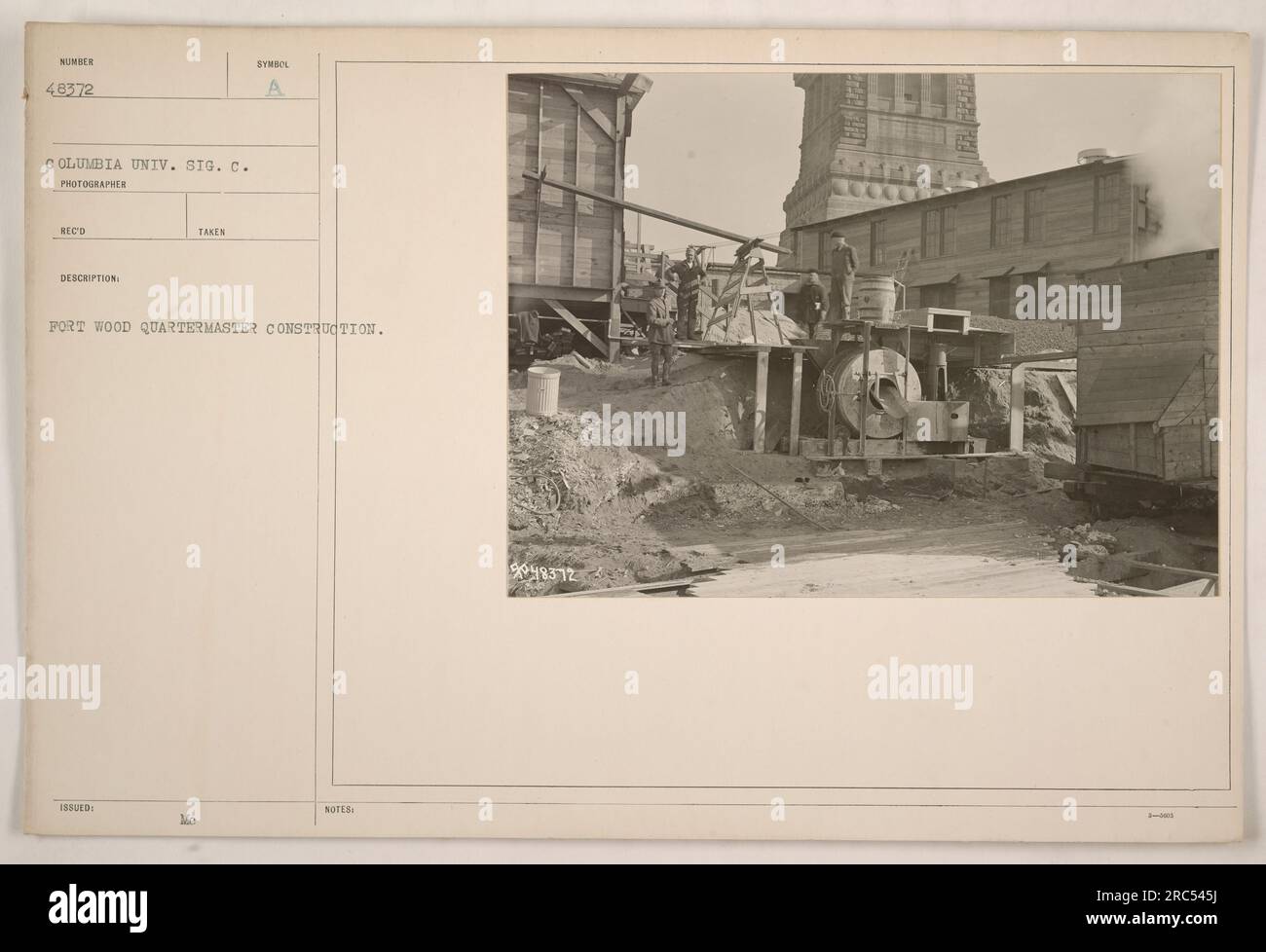 Construction workers at Fort Wood Quartermaster working on building ...