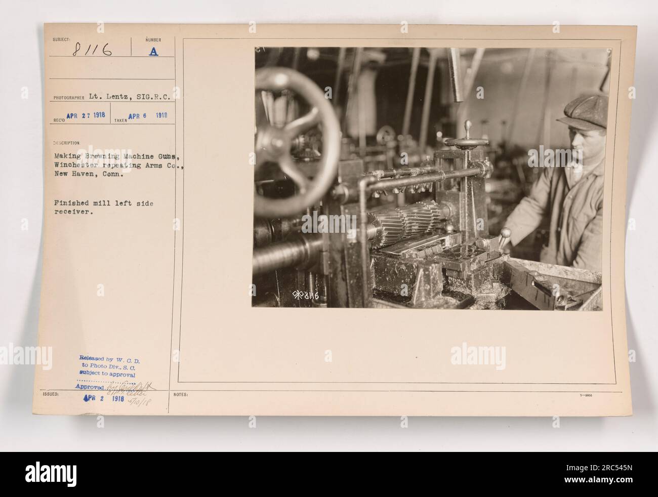 A photograph taken in April 1918 shows Lt. Lents from SIG.R.C., making ...