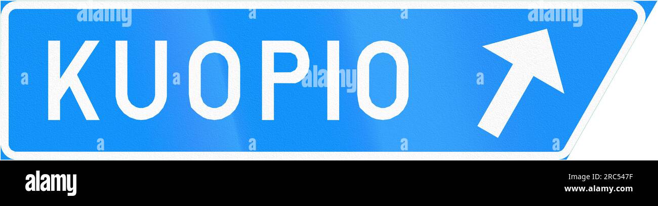 Finnish road sign - Exit sign to Kuopio Stock Photo - Alamy