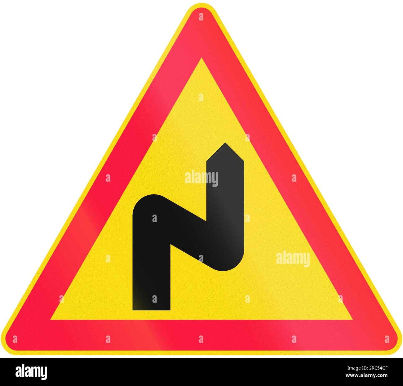 Road sign 113 in Finland - Series of bends, first to the right Stock ...