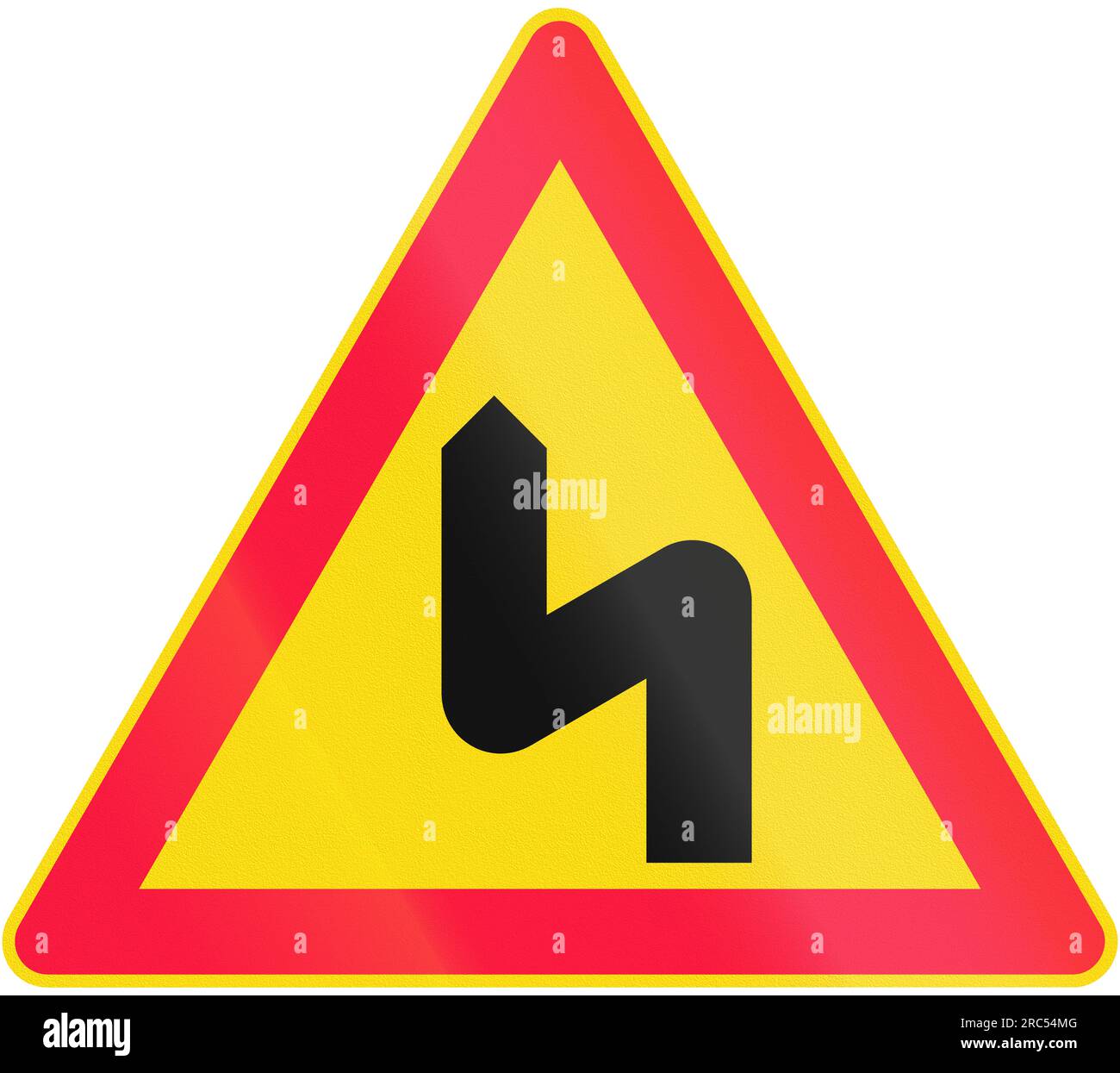 Road sign 114 in Finland - Series of bends, first to the left Stock ...