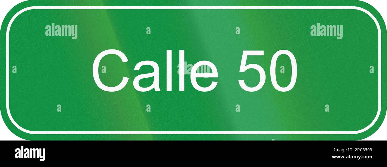 Informative road sign in Colombia: Street name Stock Photo - Alamy