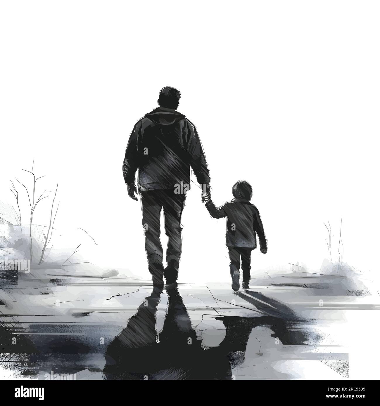 Silhouette father and son standing hi-res stock photography and images ...