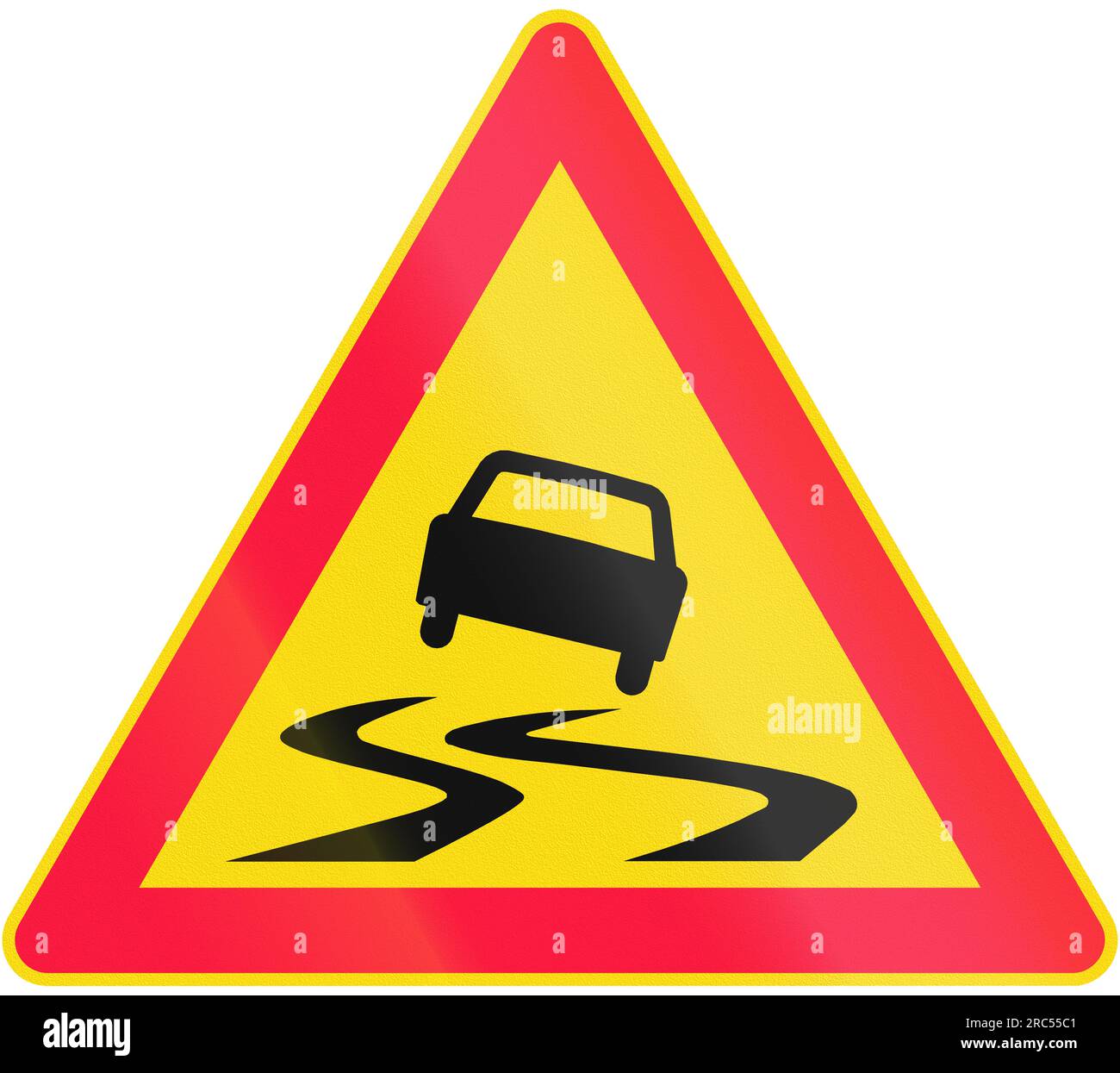 Road sign 144 in Finland - Slippery road surface Stock Photo - Alamy