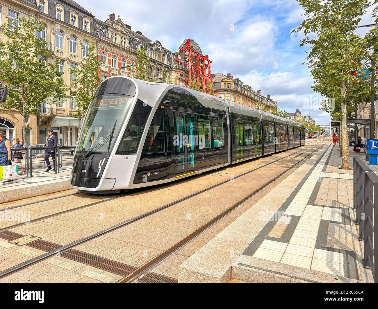 CAF Urbos tram at Paräisser Plaz Station, Place de Paris, Quartier Gare ...