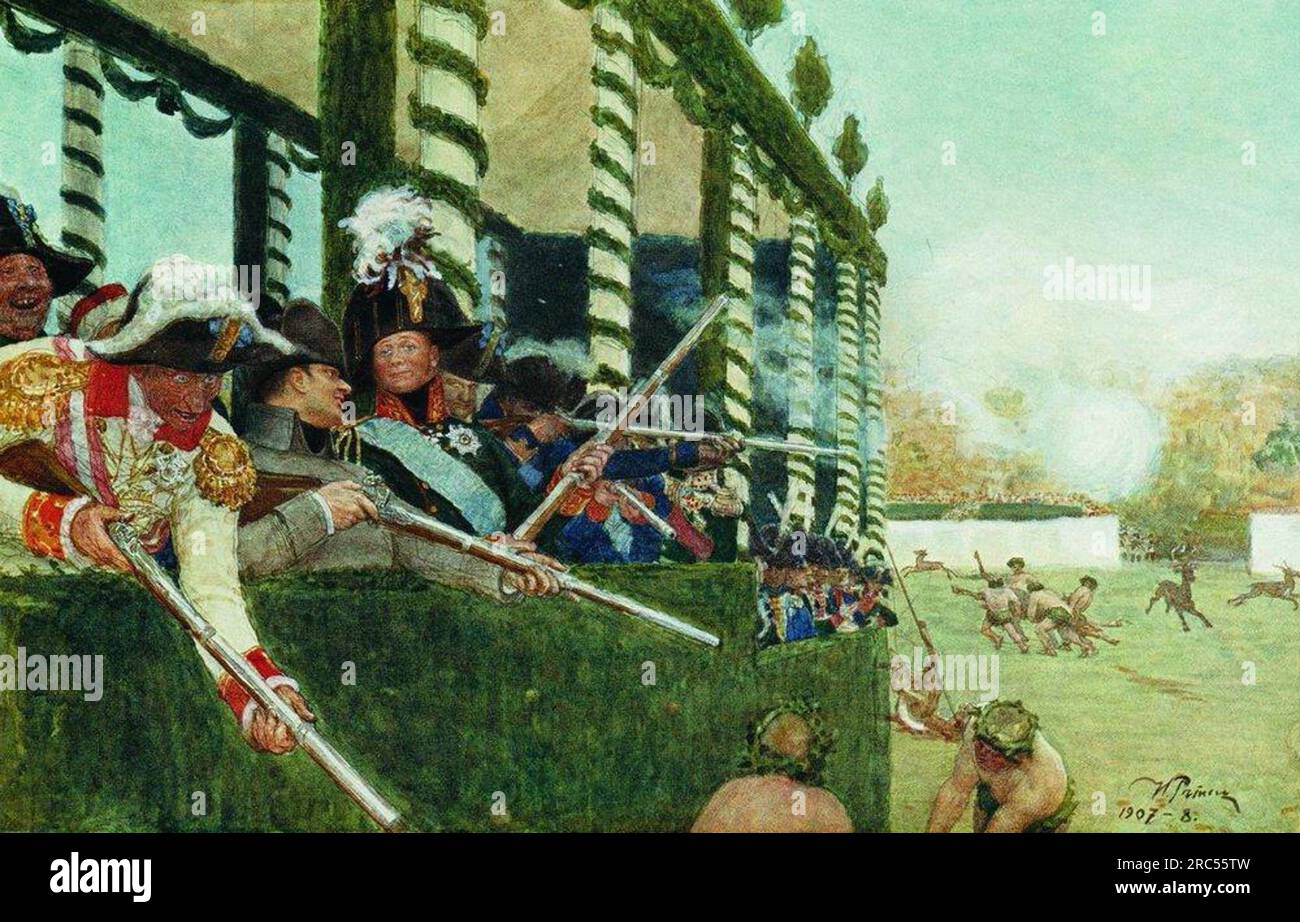 Emperor Alexander I and Emperor Napoleon in the hunt 1908 by Ilya Repin ...