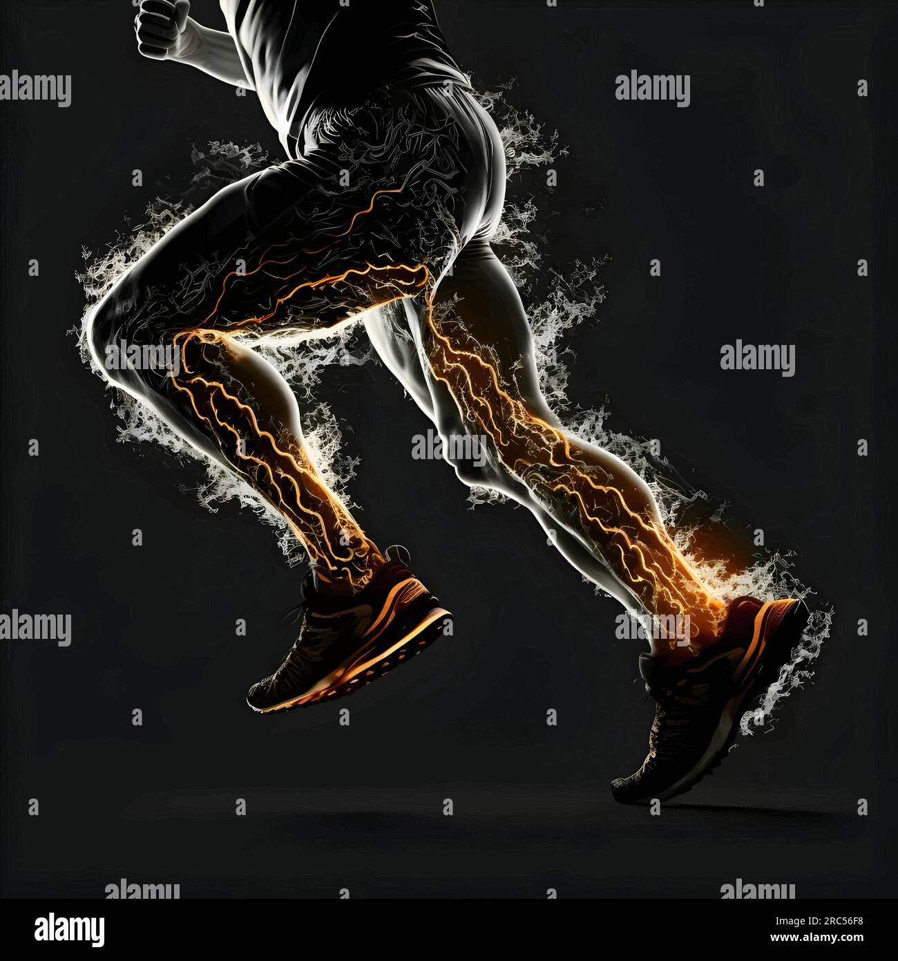 Vector illustration of a body on the move in black silhouette against a ...