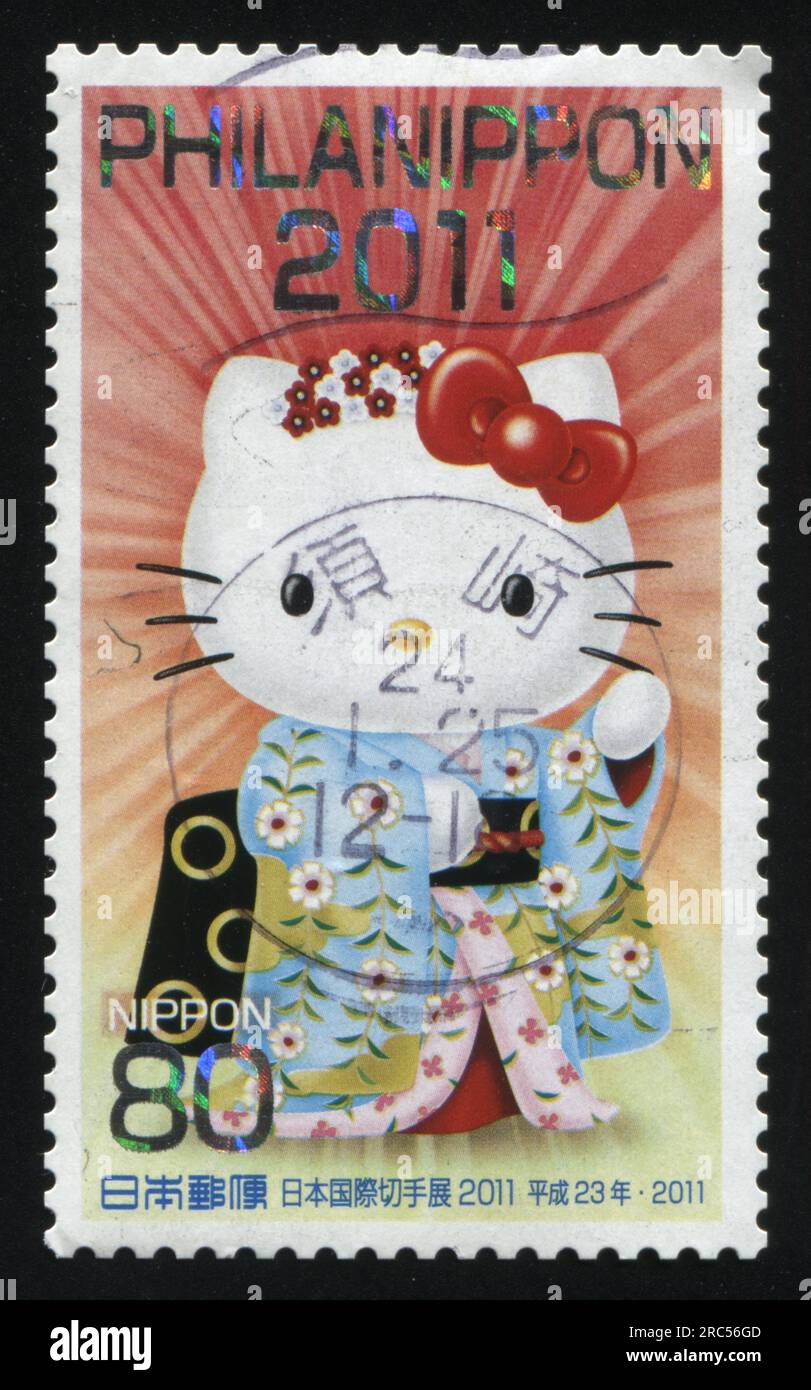 RUSSIA KALININGRAD, 22 APRIL 2016: stamp printed by Japan shows Hello ...