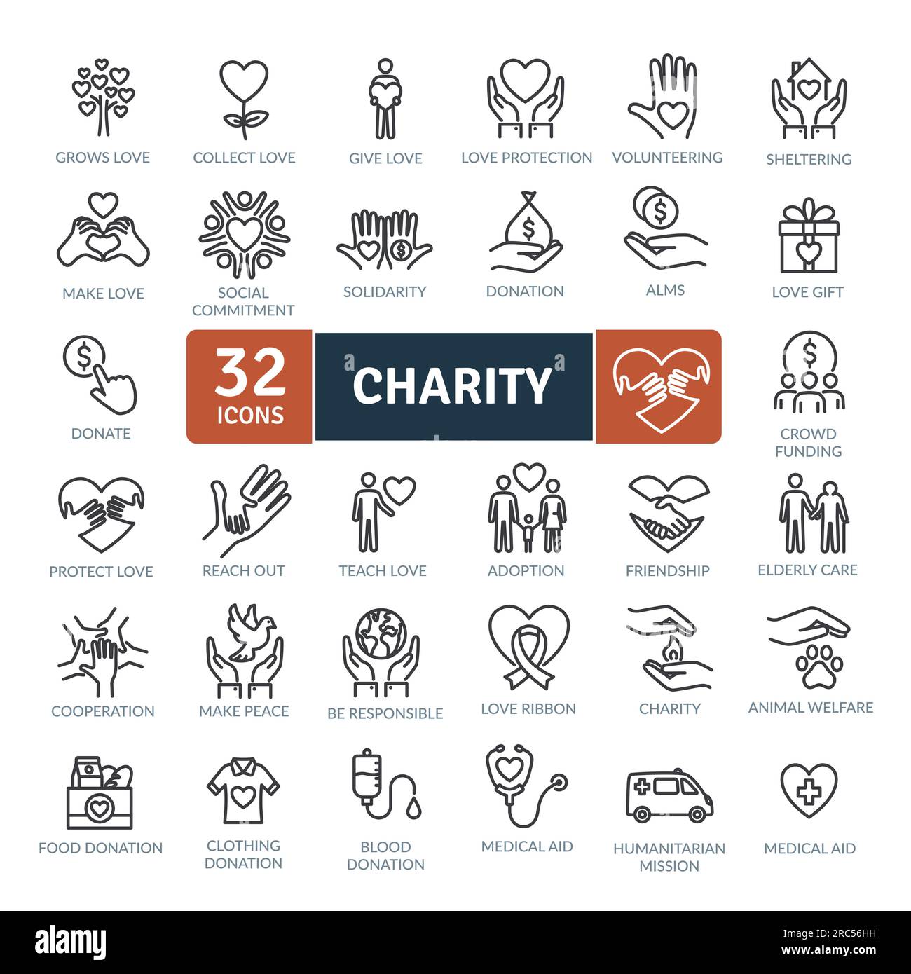 Charity Icons Pack. Thin line icons set. Simple vector icons Stock ... Charity Icons Pack. Thin line icons set. Simple vector icons Stock ...