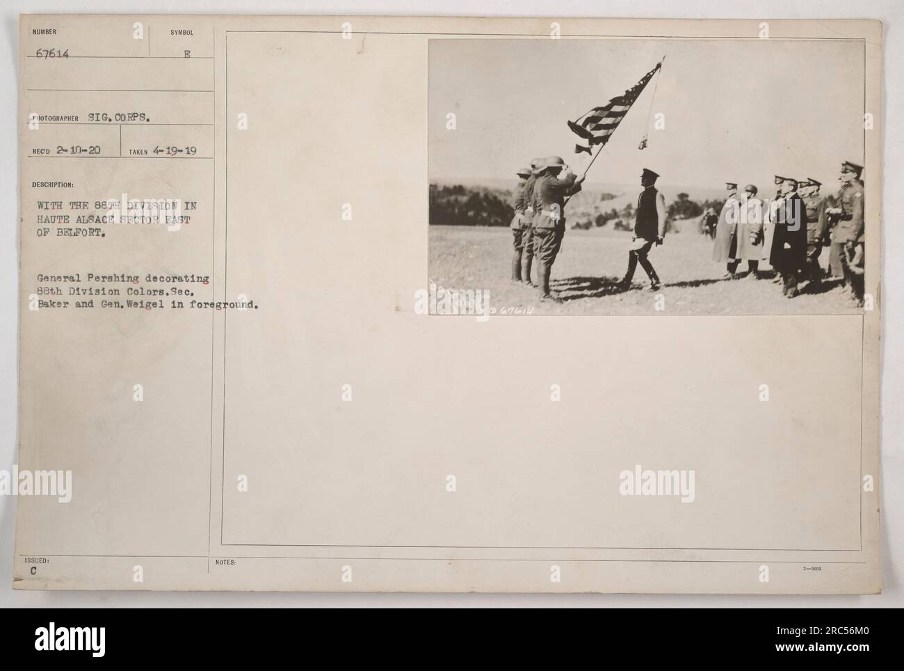 General Pershing decorating the 88th Division Colors in the Haute ...
