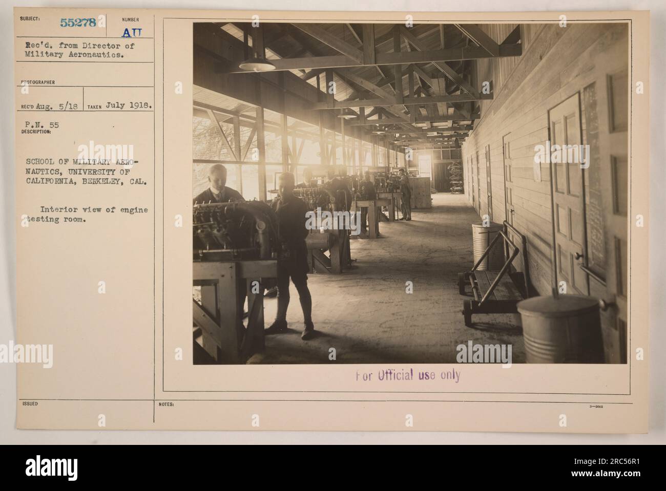 Interior view of engine testing room at the P.N. 55 School of Military ...