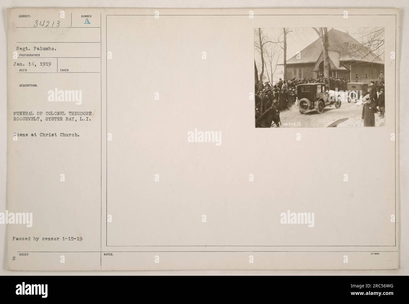 Sergeant Palumbo at the funeral of Colonel Theodore Roosevelt in Oyster ...