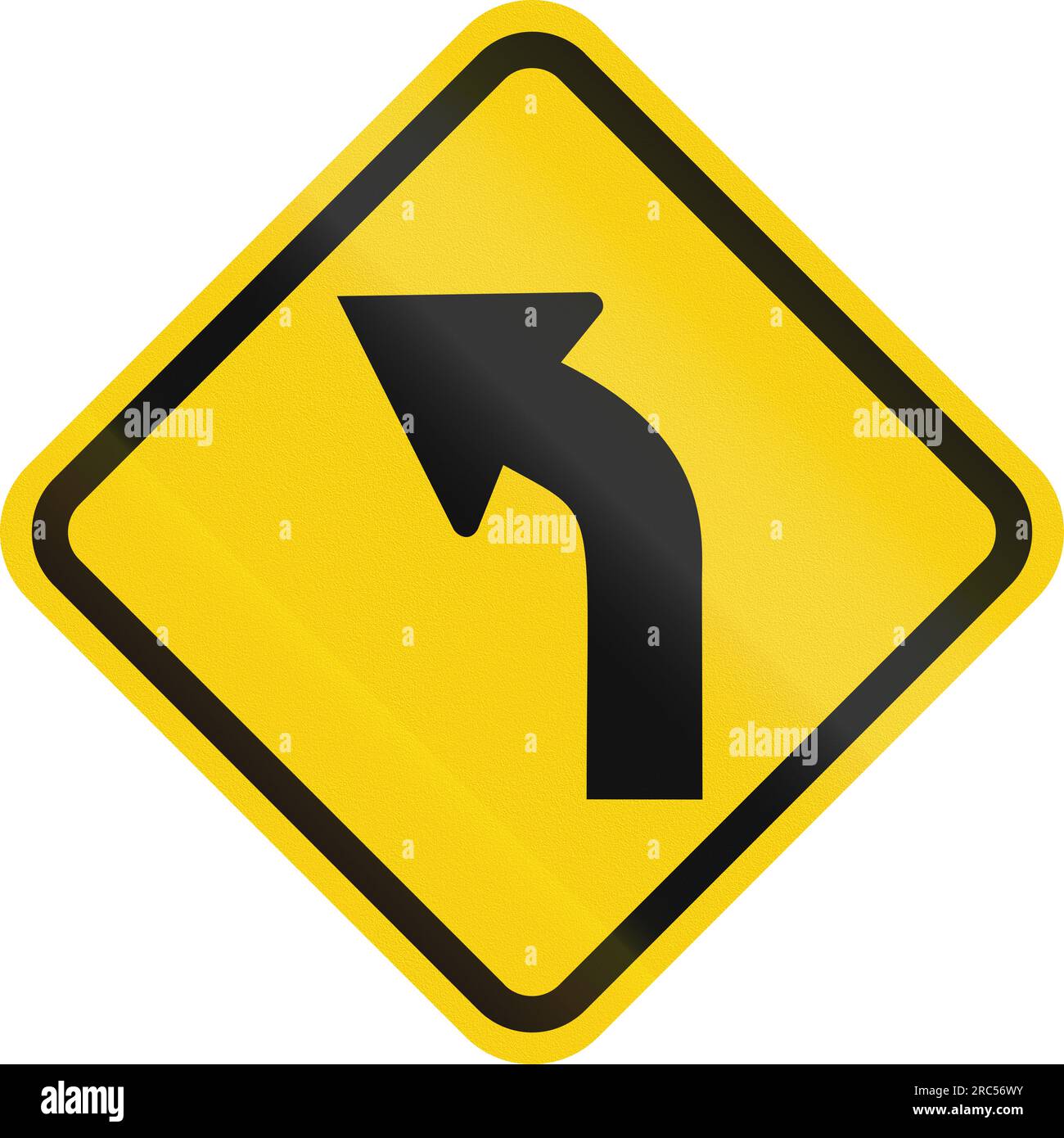 Colombian road warning sign: Left curve ahead Stock Photo - Alamy