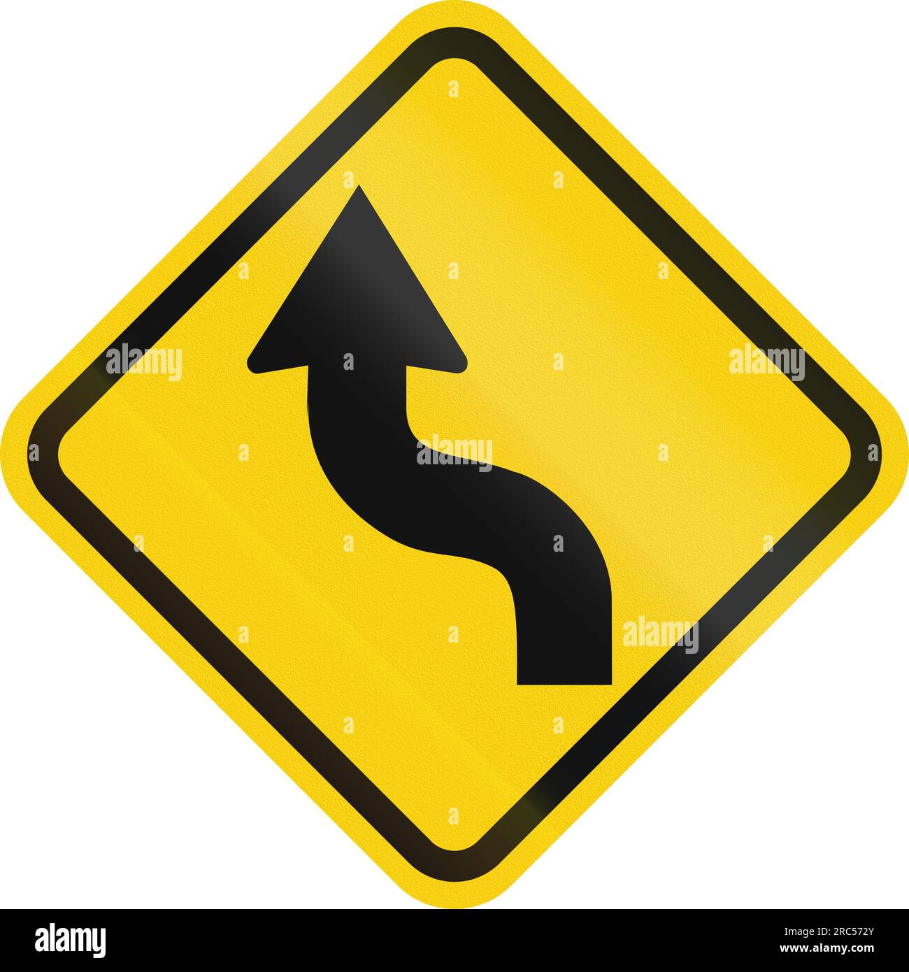 Colombian road warning sign: Reverse curve Stock Photo - Alamy