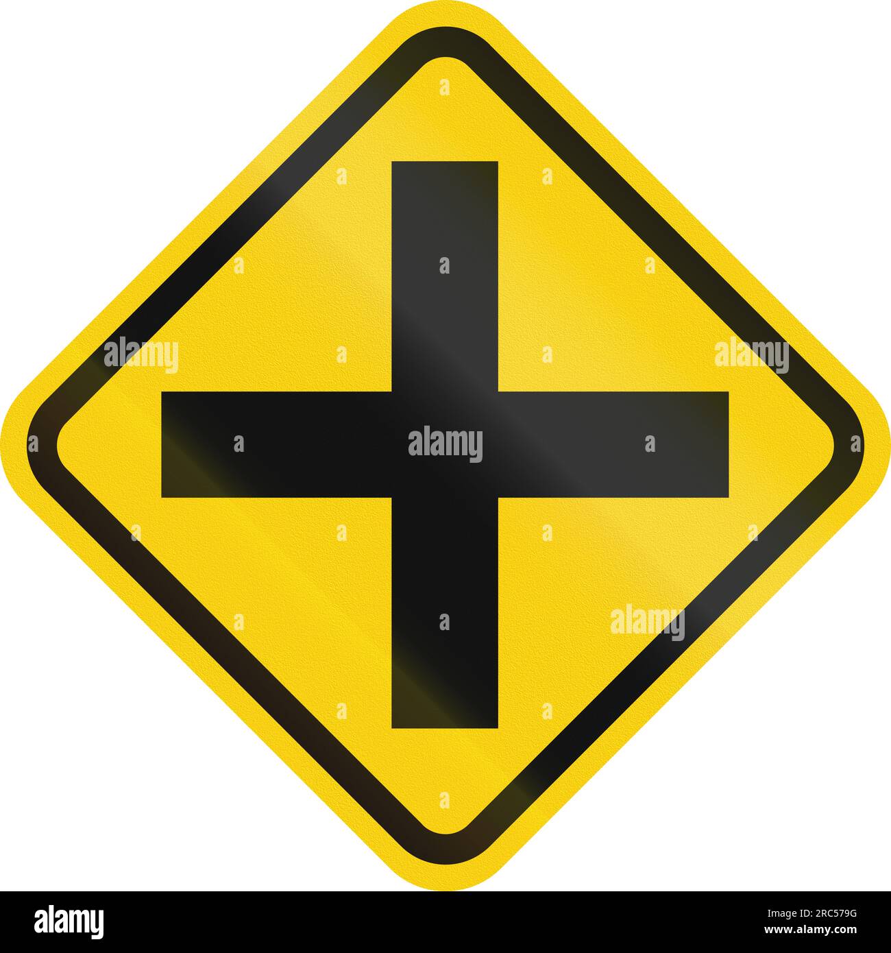 Colombian road warning sign: 4 way intersection ahead Stock Photo - Alamy