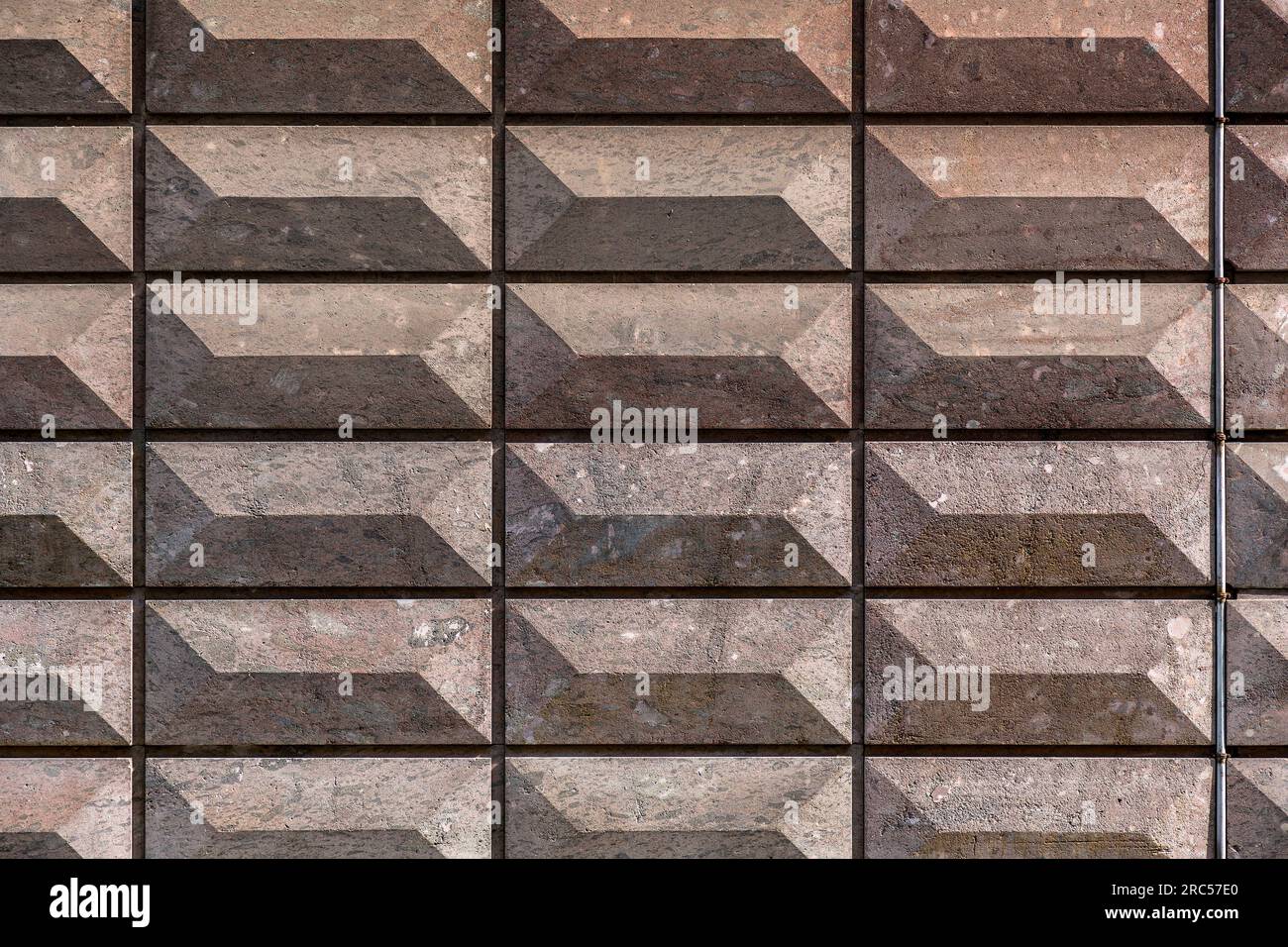 Rectangular bas relief stone tiled blocks close up texture background ...