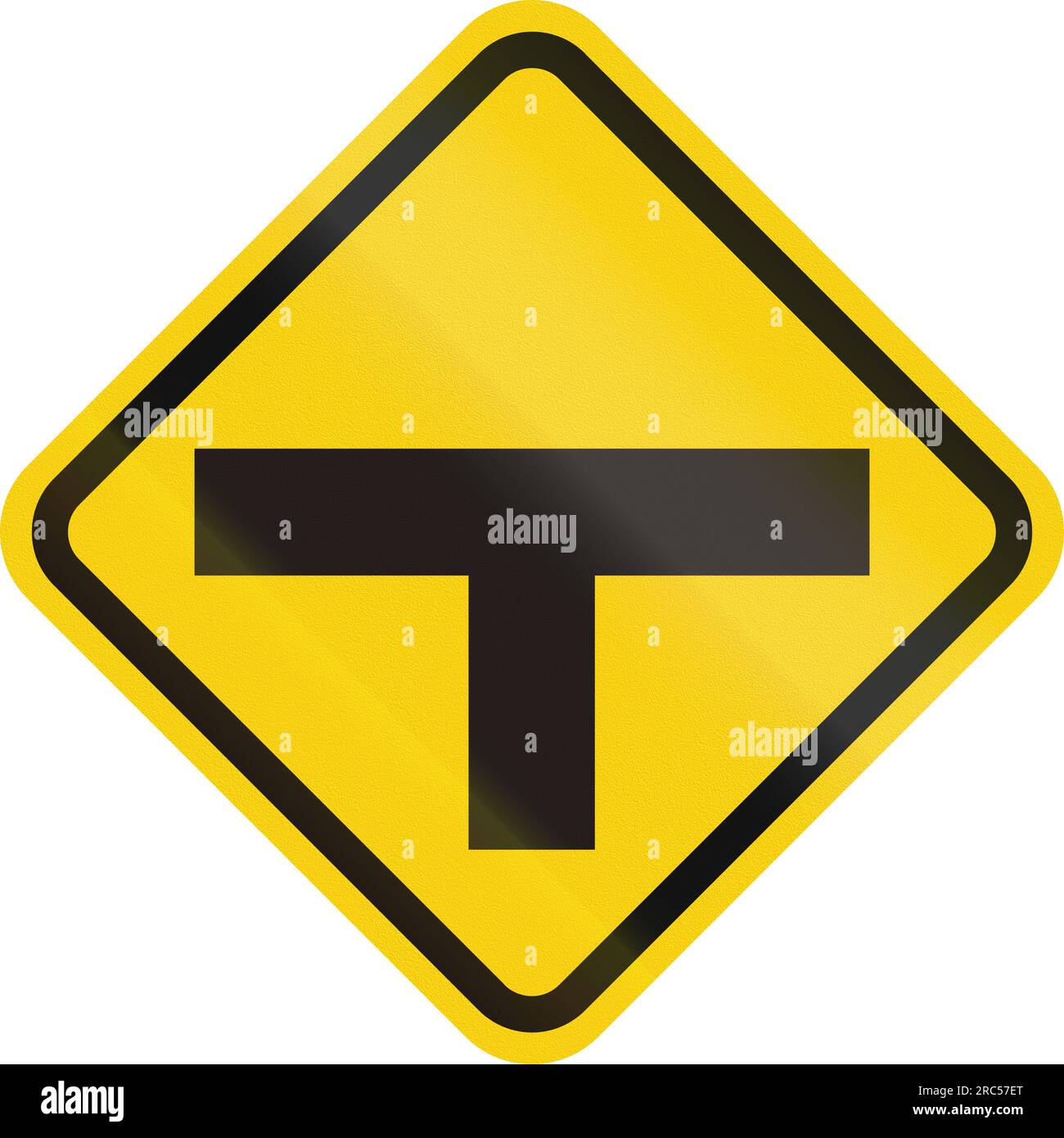 Colombian road warning sign: T-Intersection ahead Stock Photo - Alamy