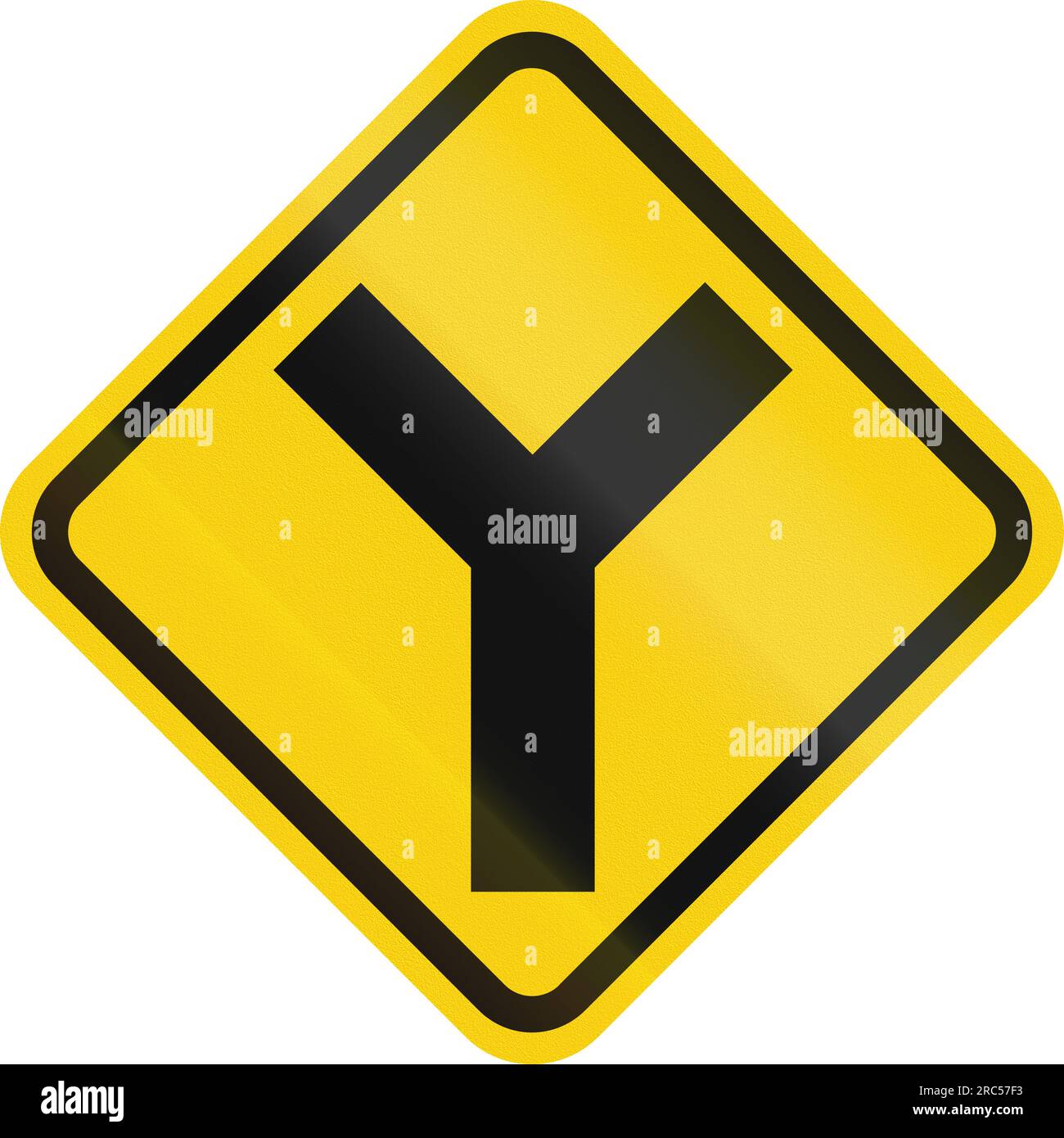 Colombian road warning sign: 3 way intersection ahead Stock Photo - Alamy